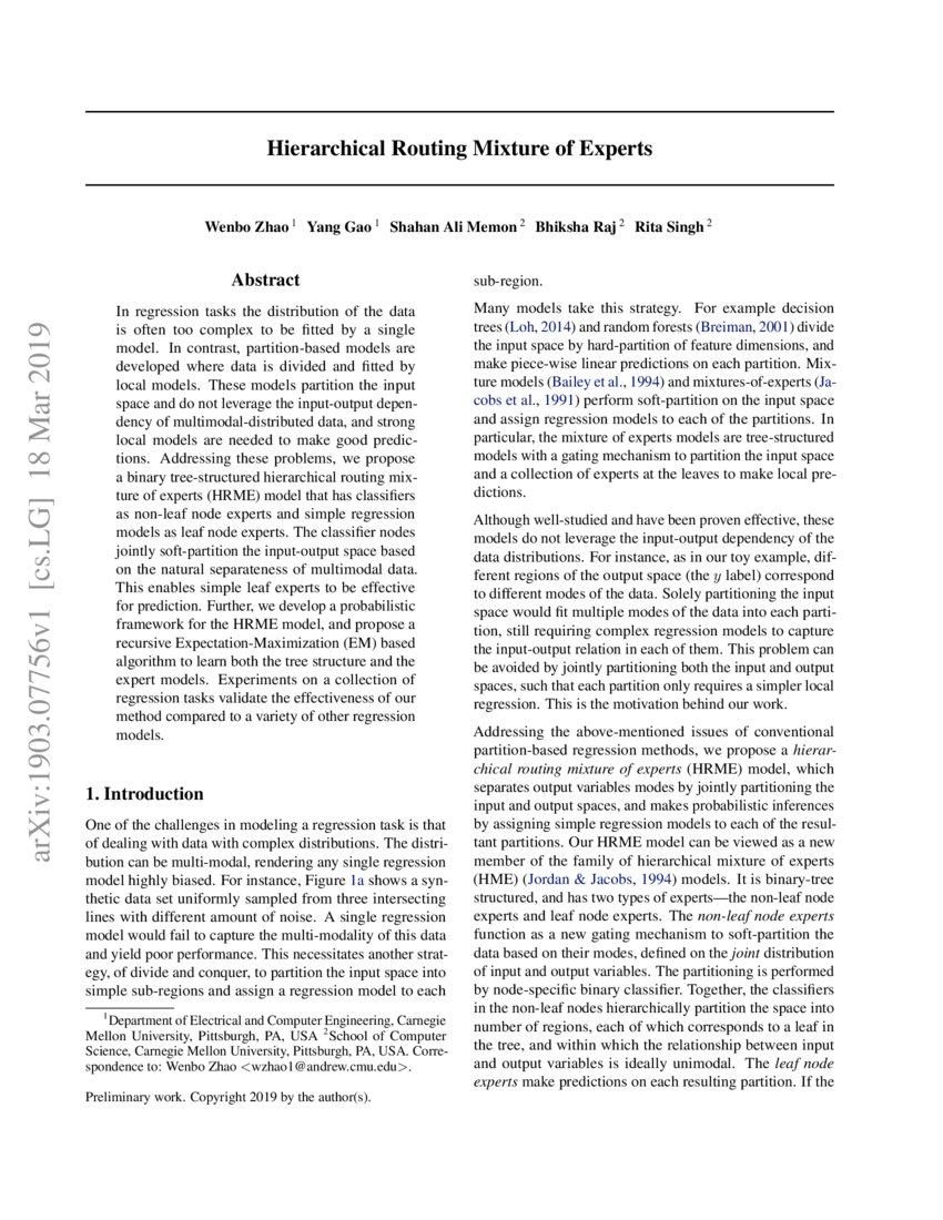 Hierarchical Routing Mixture Of Experts Deepai