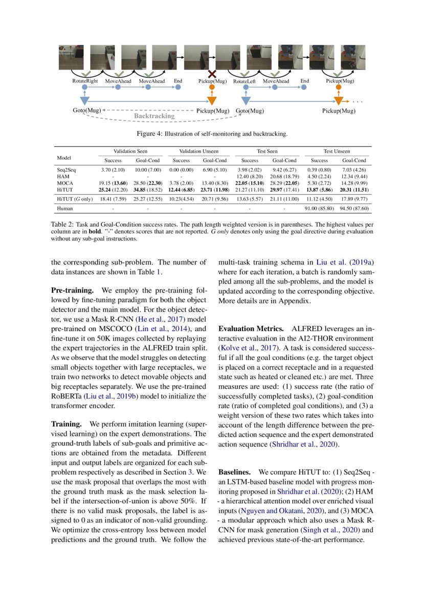 Hierarchical Task Learning from Language Instructions with Unified Transformers and Self ...