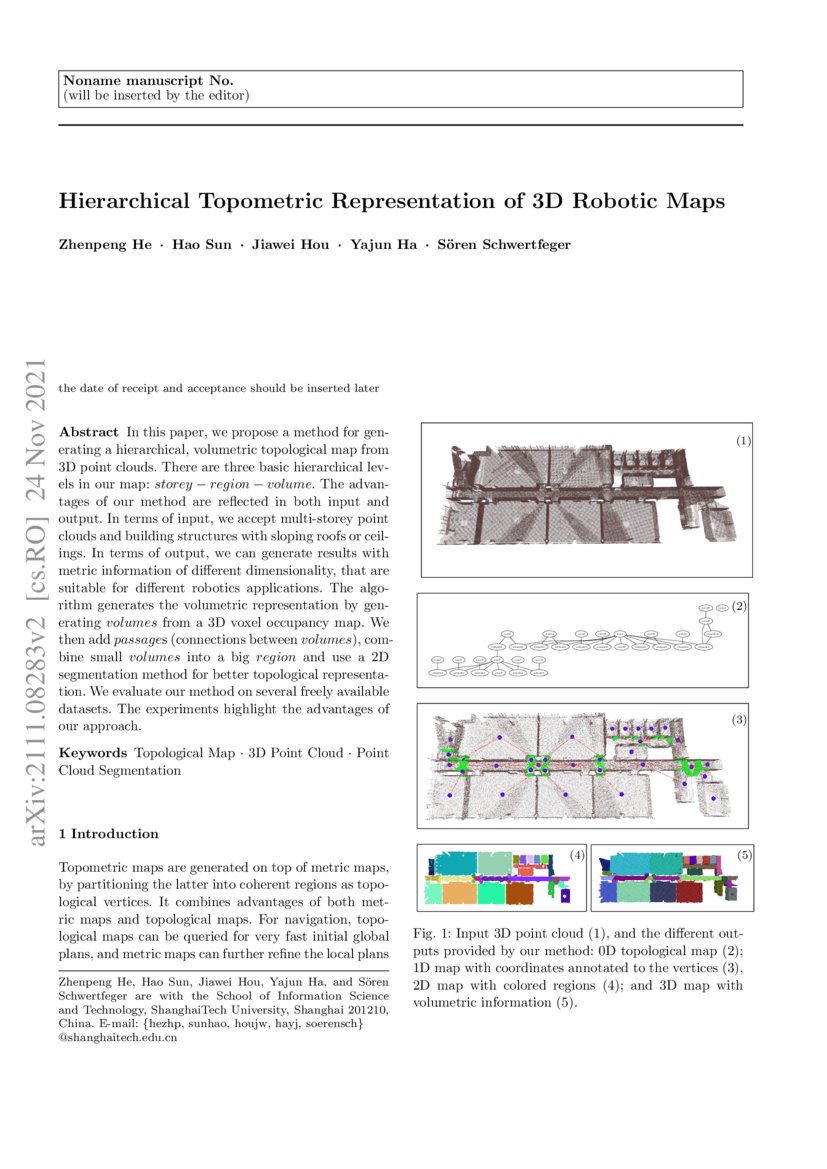 Hierarchical Topometric Representation of 3D Robotic Maps | DeepAI