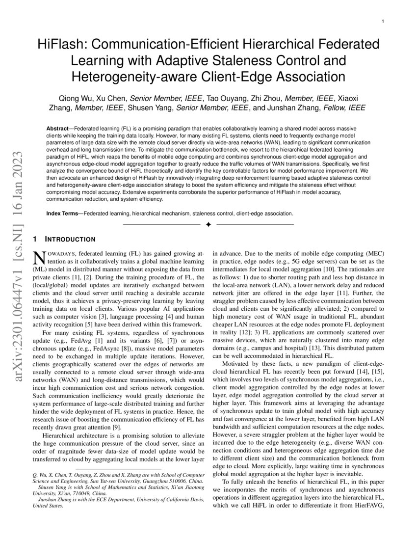 HiFlash: Communication-Efficient Hierarchical Federated Learning with ... HiFlash: Communication-Efficient Hierarchical Federated Learning with ...