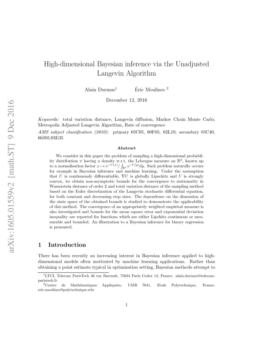 High-dimensional Bayesian inference via the Unadjusted Langevin ...