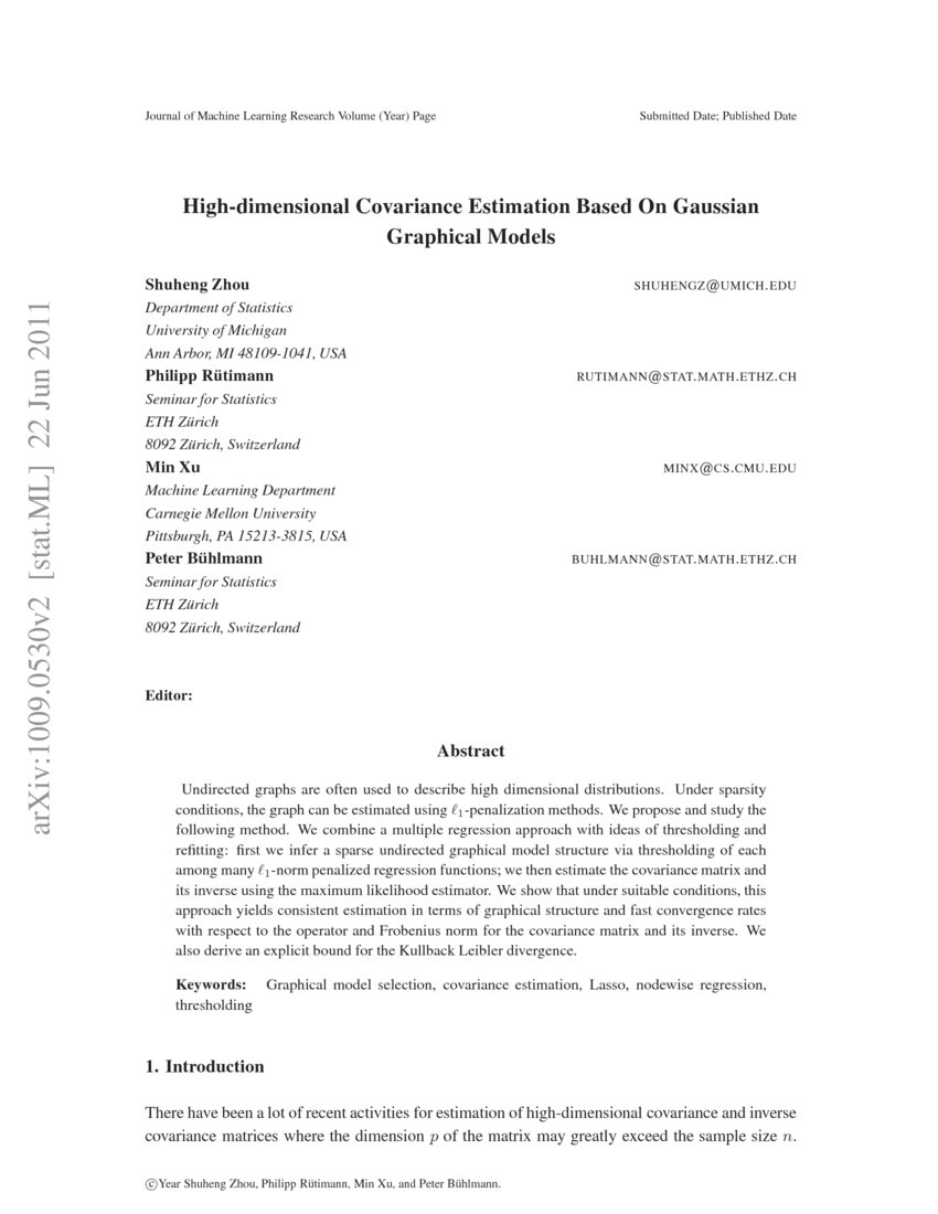 High-dimensional covariance estimation based on Gaussian graphical models | DeepAI