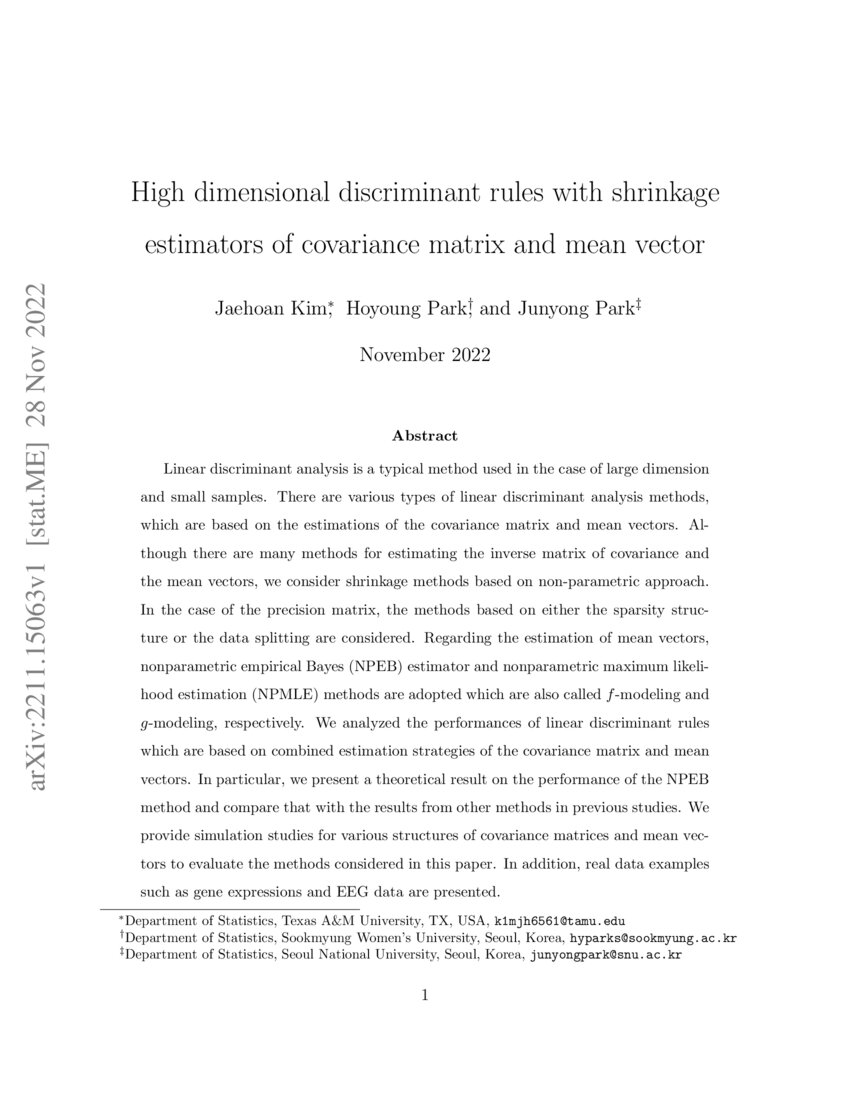 High Dimensional Discriminant Rules With Shrinkage Estimators Of Covariance Matrix And Mean
