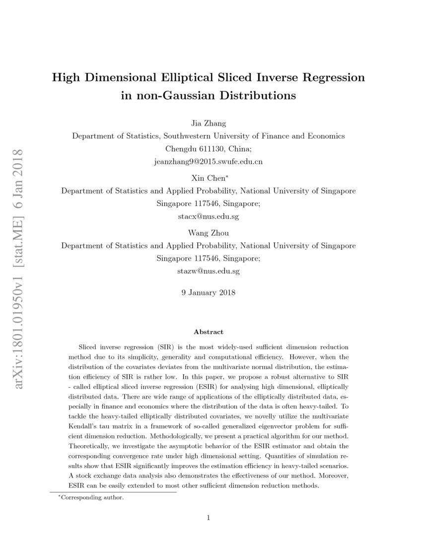 High Dimensional Elliptical Sliced Inverse Regression in non-Gaussian Distributions | DeepAI