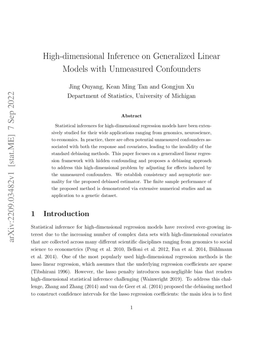 High-dimensional Inference for Generalized Linear Models with Hidden ... High-dimensional Inference for Generalized Linear Models with Hidden ...