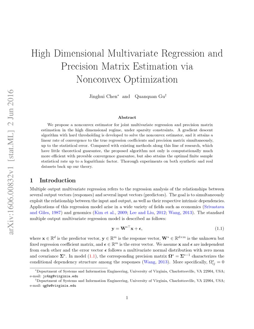 High Dimensional Multivariate Regression And Precision Matrix