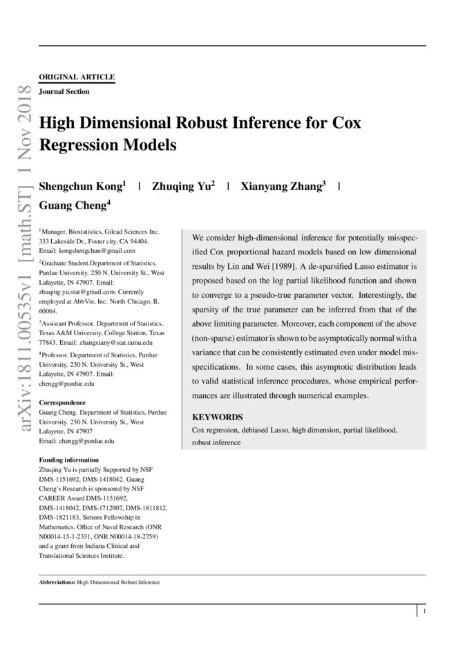 High Dimensional Robust Inference for Cox Regression Models | DeepAI High Dimensional Robust Inference for Cox Regression Models | DeepAI