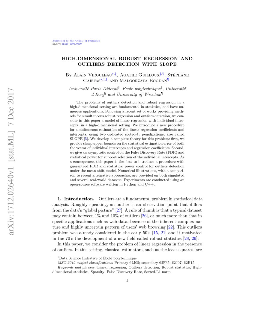 High Dimensional Robust Regression And Outliers Detection With Slope