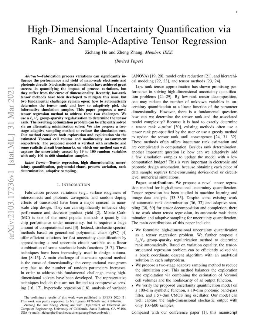 High-Dimensional Uncertainty Quantification via Rank- and Sample-Adaptive Tensor Regression | DeepAI