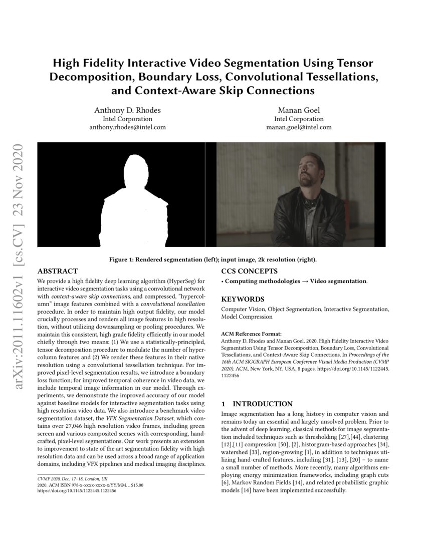 High Fidelity Interactive Video Segmentation Using Tensor Decomposition Boundary Loss ...