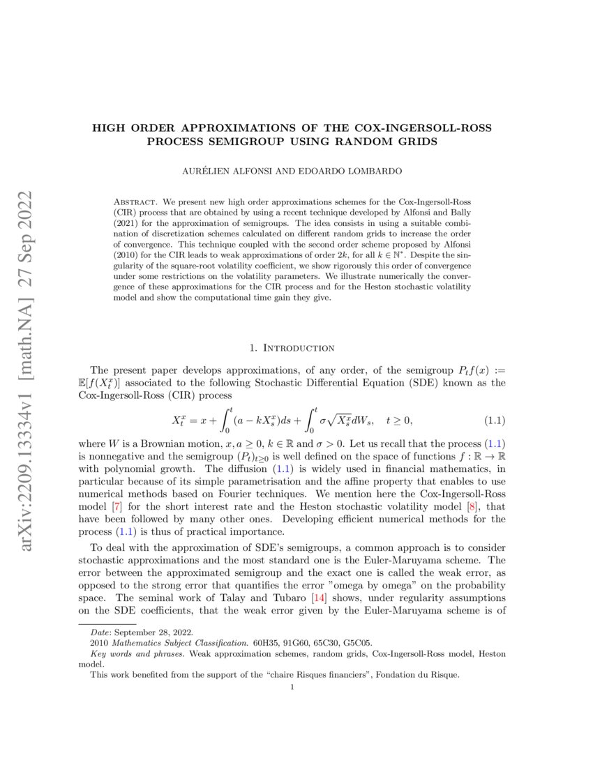 High Order Approximations Of The Cox Ingersoll Ross Process Semigroup