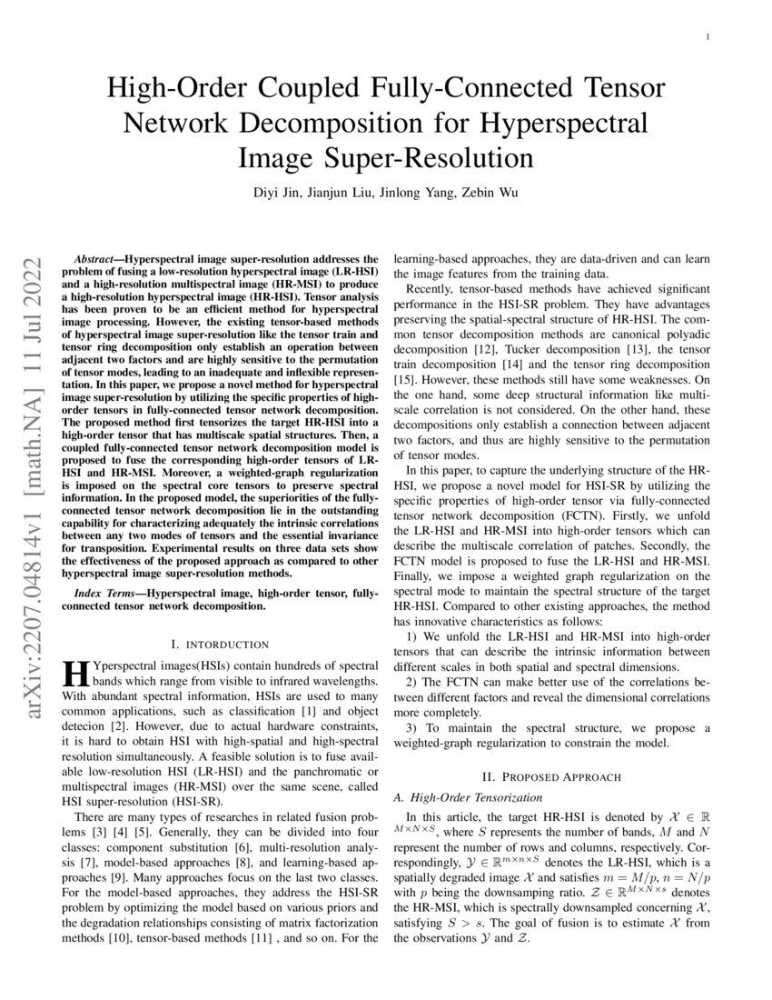 High Order Coupled Fully Connected Tensor Network Decomposition For Hyperspectral Image Super 4877