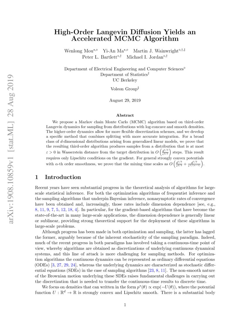 High-Order Langevin Diffusion Yields an Accelerated MCMC Algorithm | DeepAI
