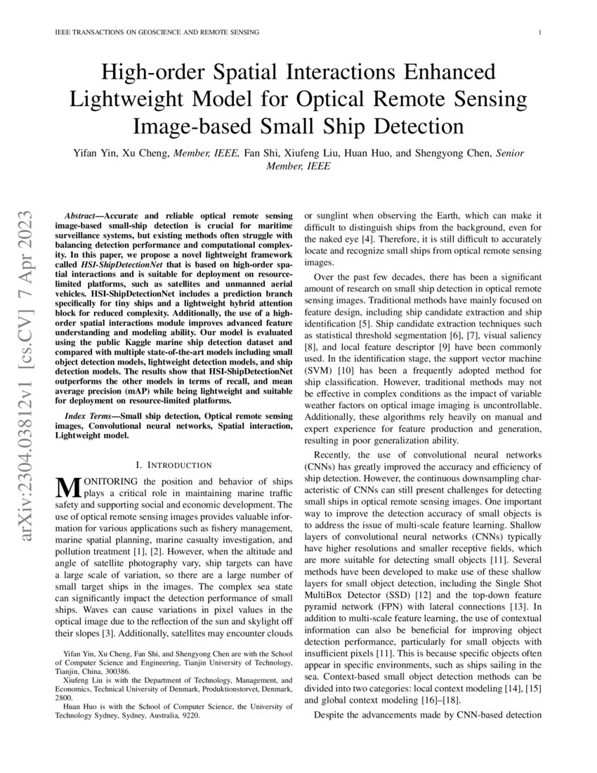 High Order Spatial Interactions Enhanced Lightweight Model For Optical