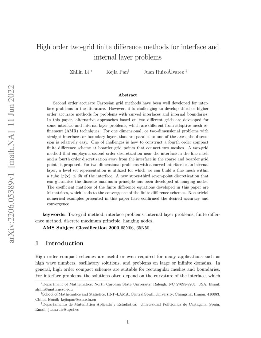 High Order Two Grid Finite Difference Methods For Interface And Internal Layer Problems Deepai