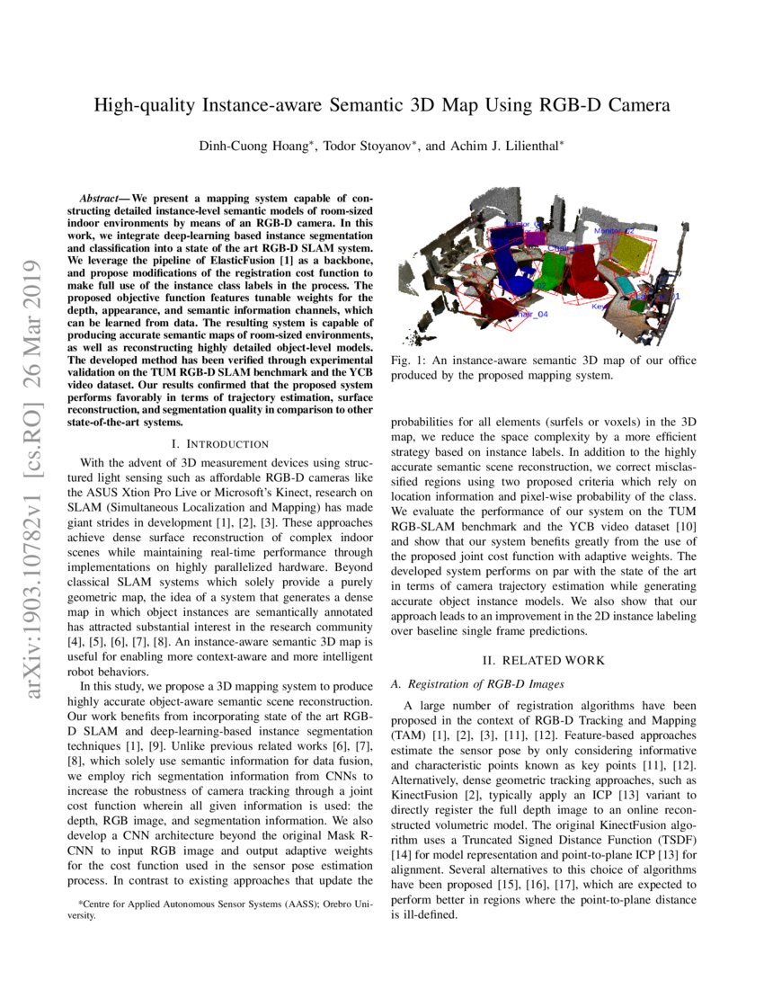 High-quality Instance-aware Semantic 3D Map Using RGB-D Camera | DeepAI