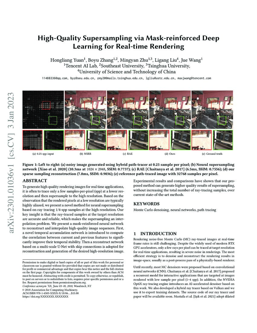High-Quality Supersampling via Mask-reinforced Deep Learning for Real-time Rendering | DeepAI
