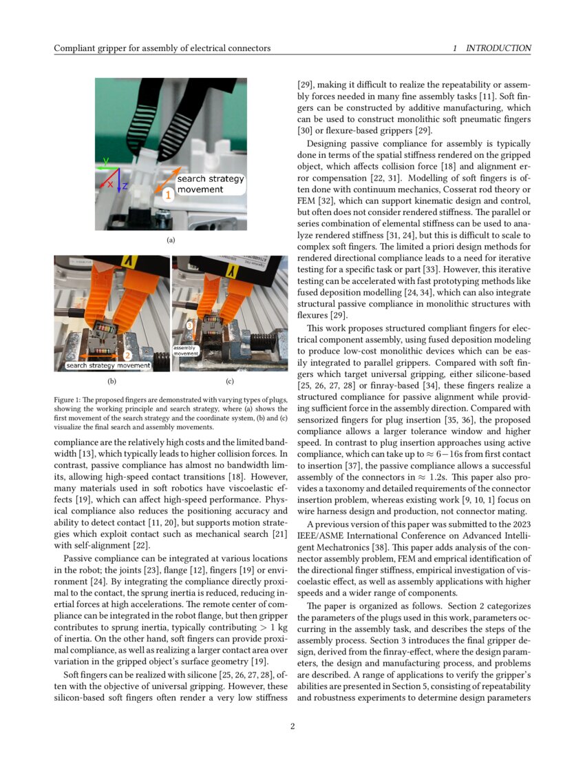 High-speed electrical connector assembly by structured compliance in a finray-effect gripper ...