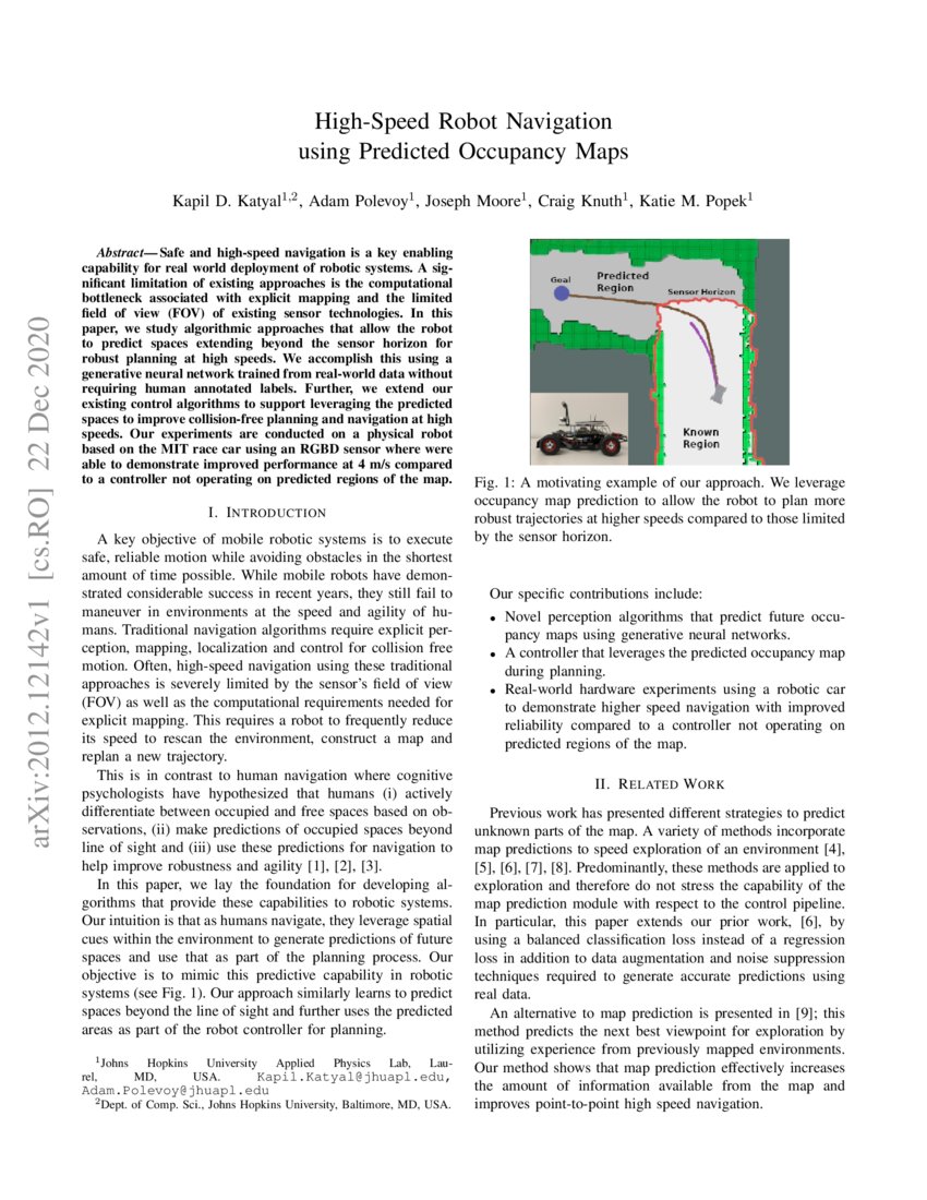 High-Speed Robot Navigation using Predicted Occupancy Maps | DeepAI