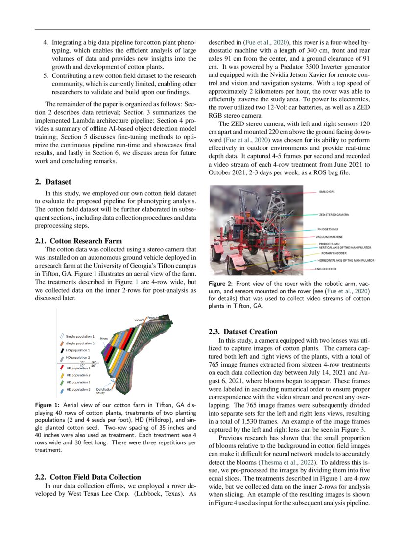 High Throughput Cotton Phenotyping Big Data Pipeline Lambda Architecture Computer Vision Deep