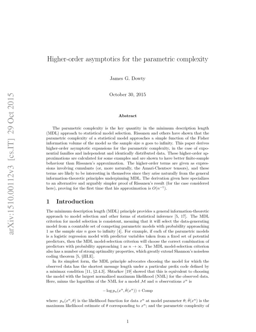 Higher Order Asymptotics For The Parametric Complexity Deepai 