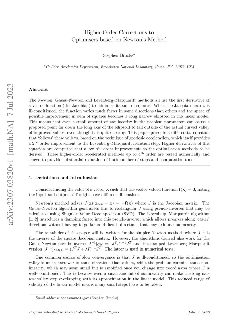 Higher-Order Corrections to Optimisers based on Newton's Method | DeepAI