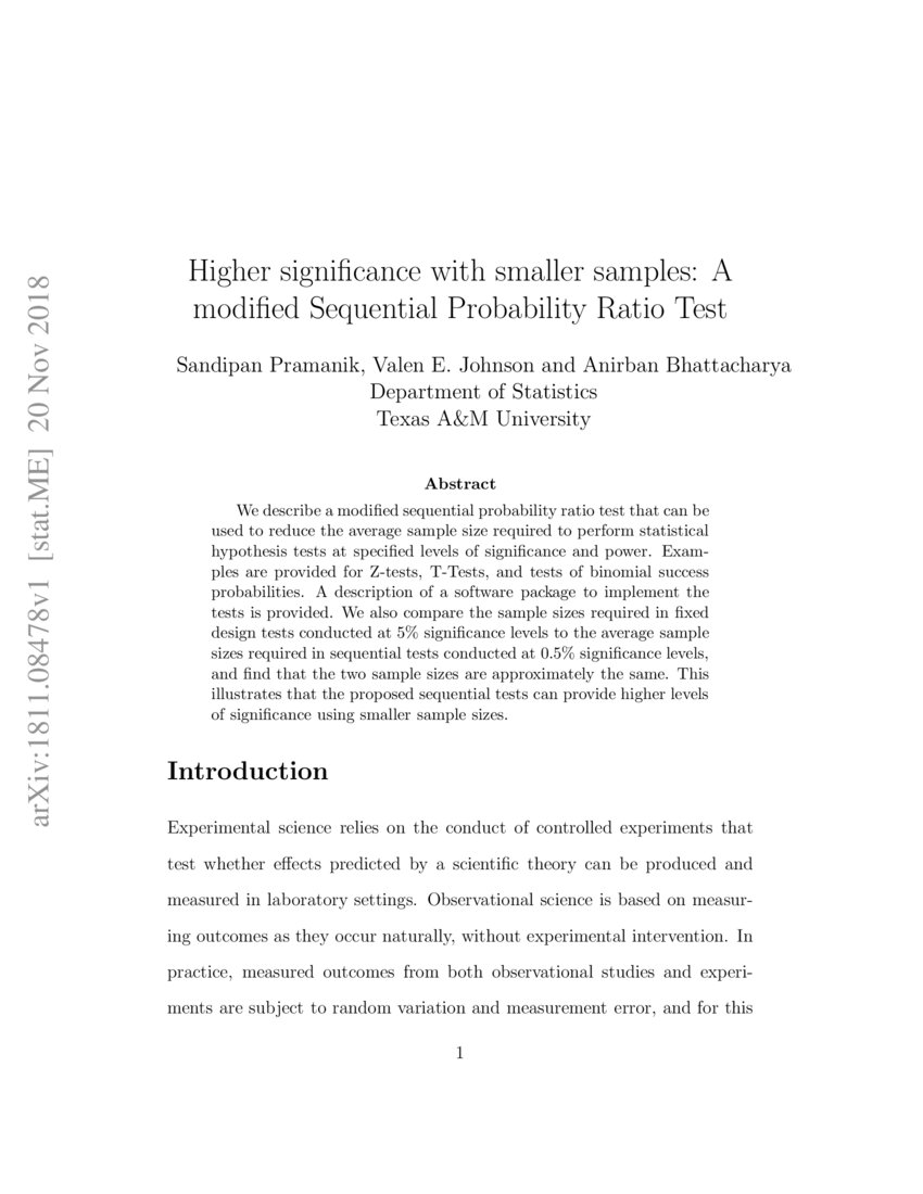 Higher significance with smaller samples: A modified Sequential ...