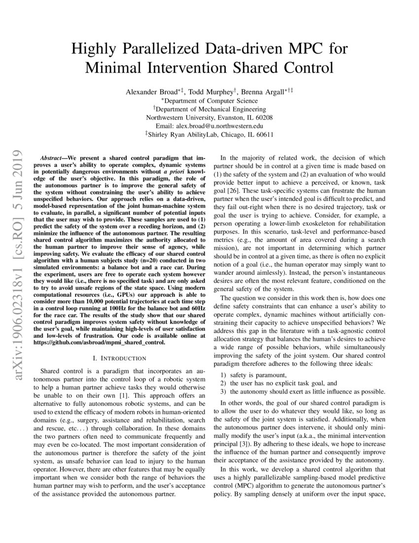 Highly Parallelized Data-driven MPC for Minimal Intervention Shared ...