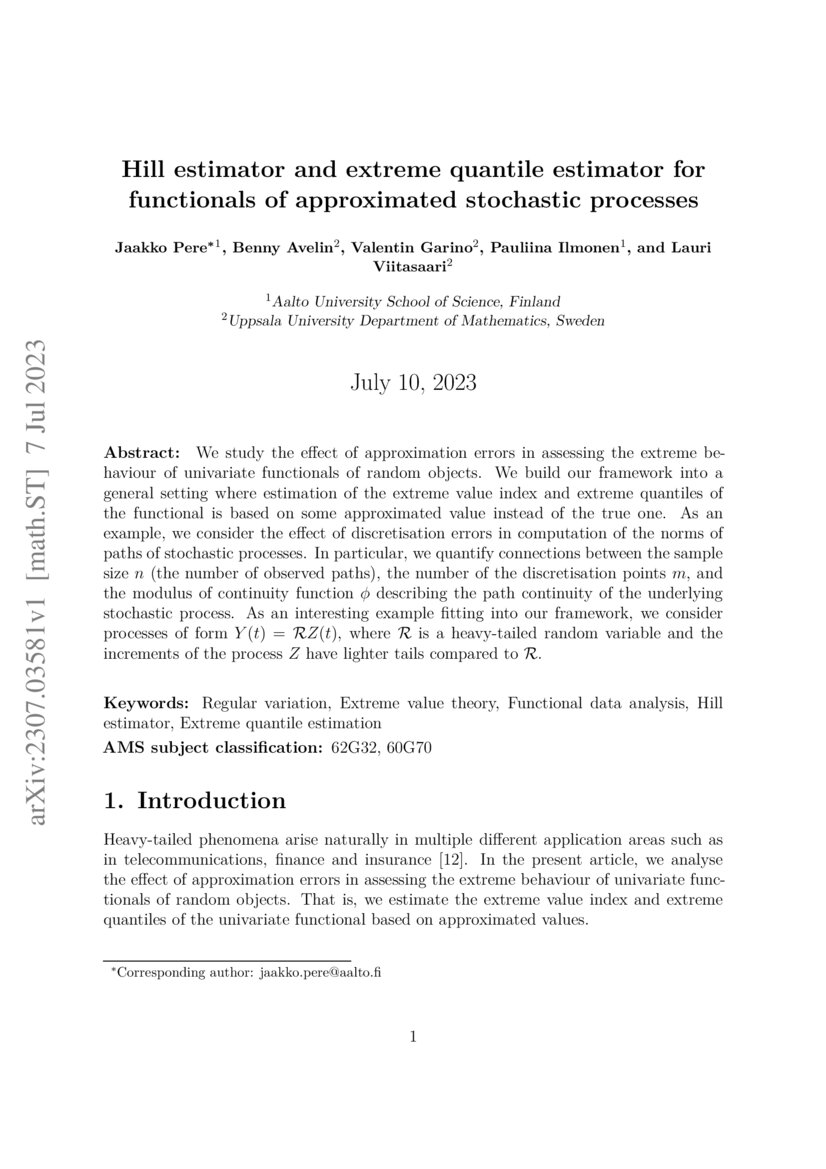 Hill Estimator And Extreme Quantile Estimator For Functionals Of Approximated Stochastic