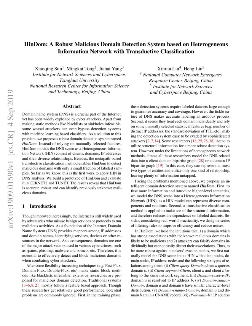 Hindom A Robust Malicious Domain Detection System Based On