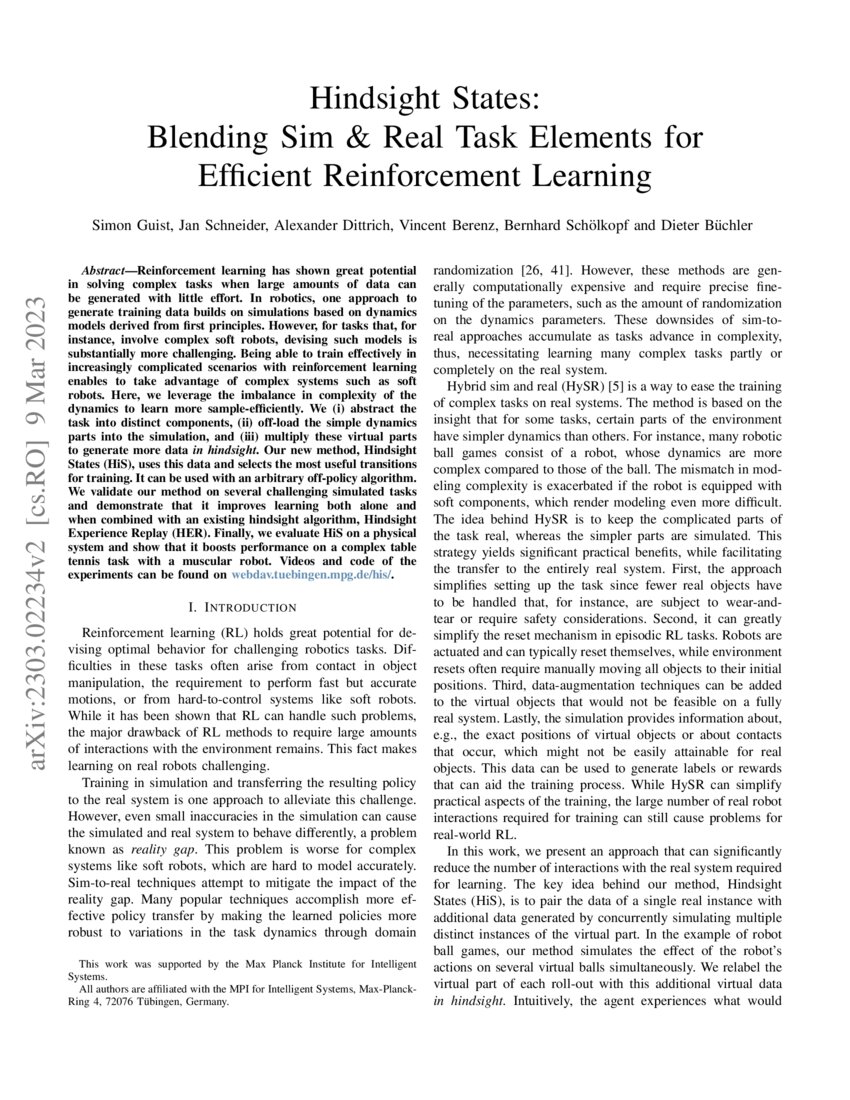 Hindsight States: Blending Sim and Real Task Elements for Efficient ... Hindsight States: Blending Sim and Real Task Elements for Efficient ...
