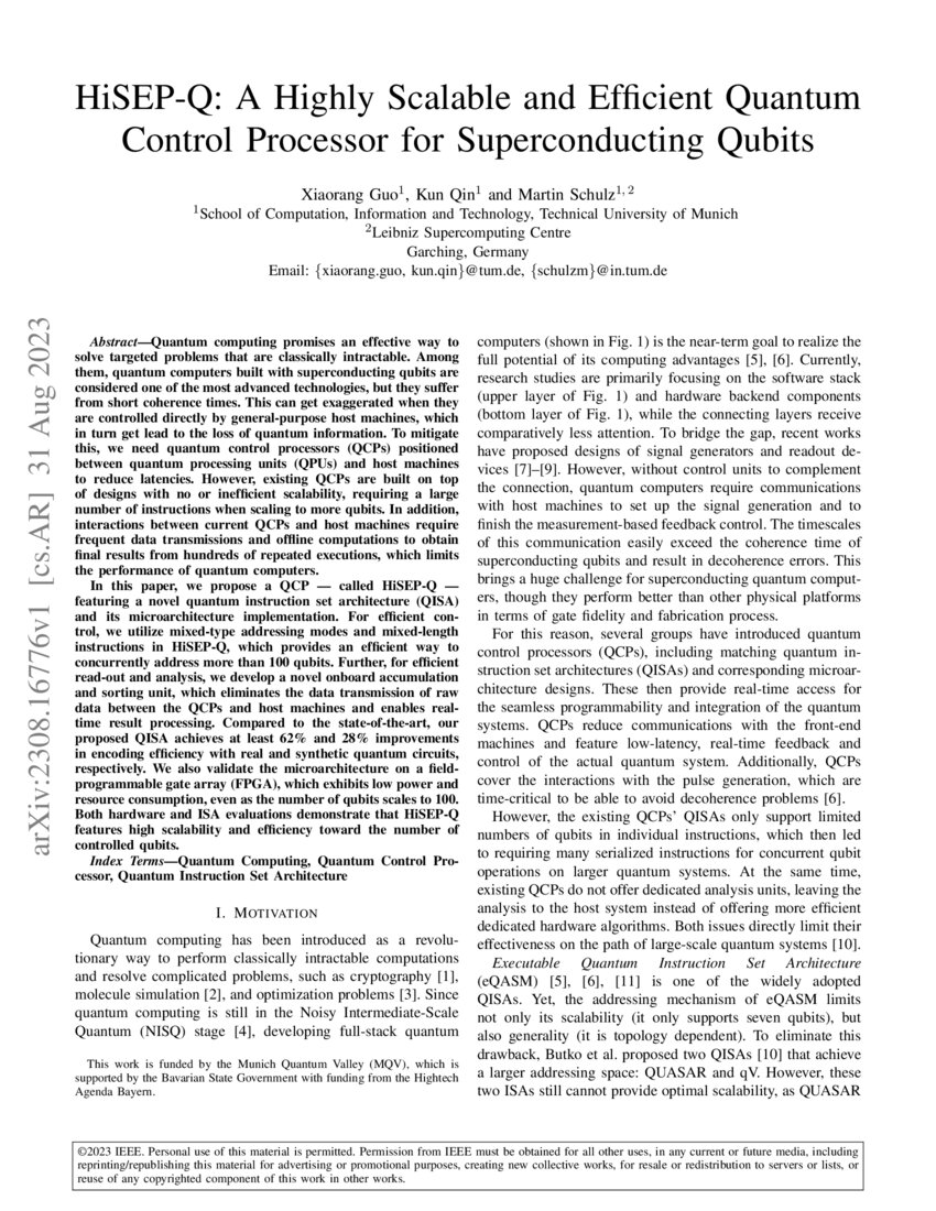 Hisep Q A Highly Scalable And Efficient Quantum Control Processor For Superconducting Qubits