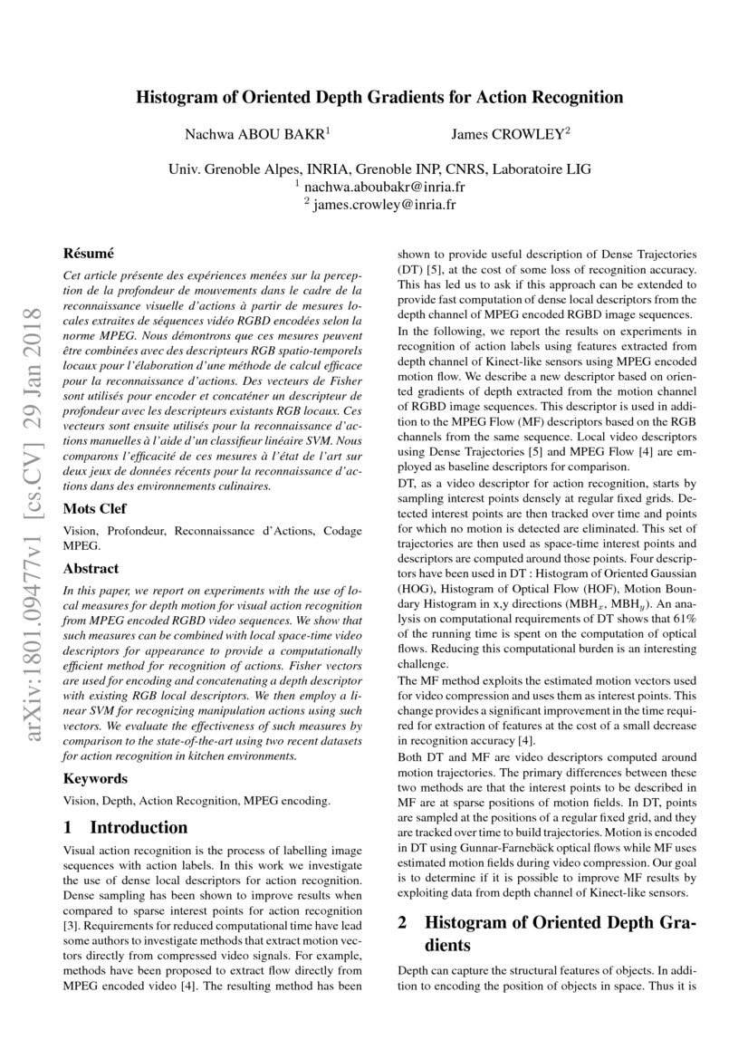 Histogram Of Oriented Depth Gradients For Action Recognition Deepai