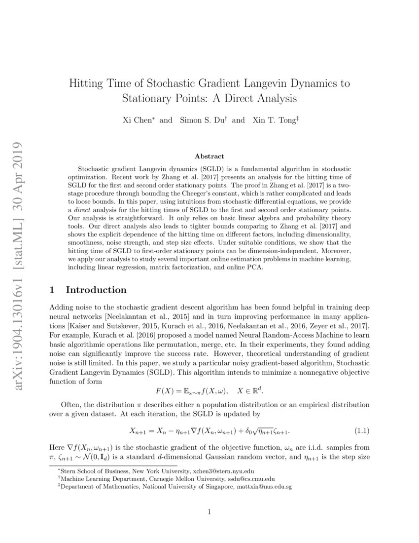 Hitting Time Of Stochastic Gradient Langevin Dynamics To Stationary