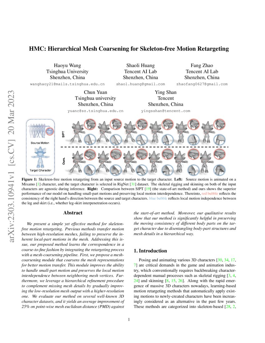 HMC: Hierarchical Mesh Coarsening for Skeleton-free Motion Retargeting | DeepAI