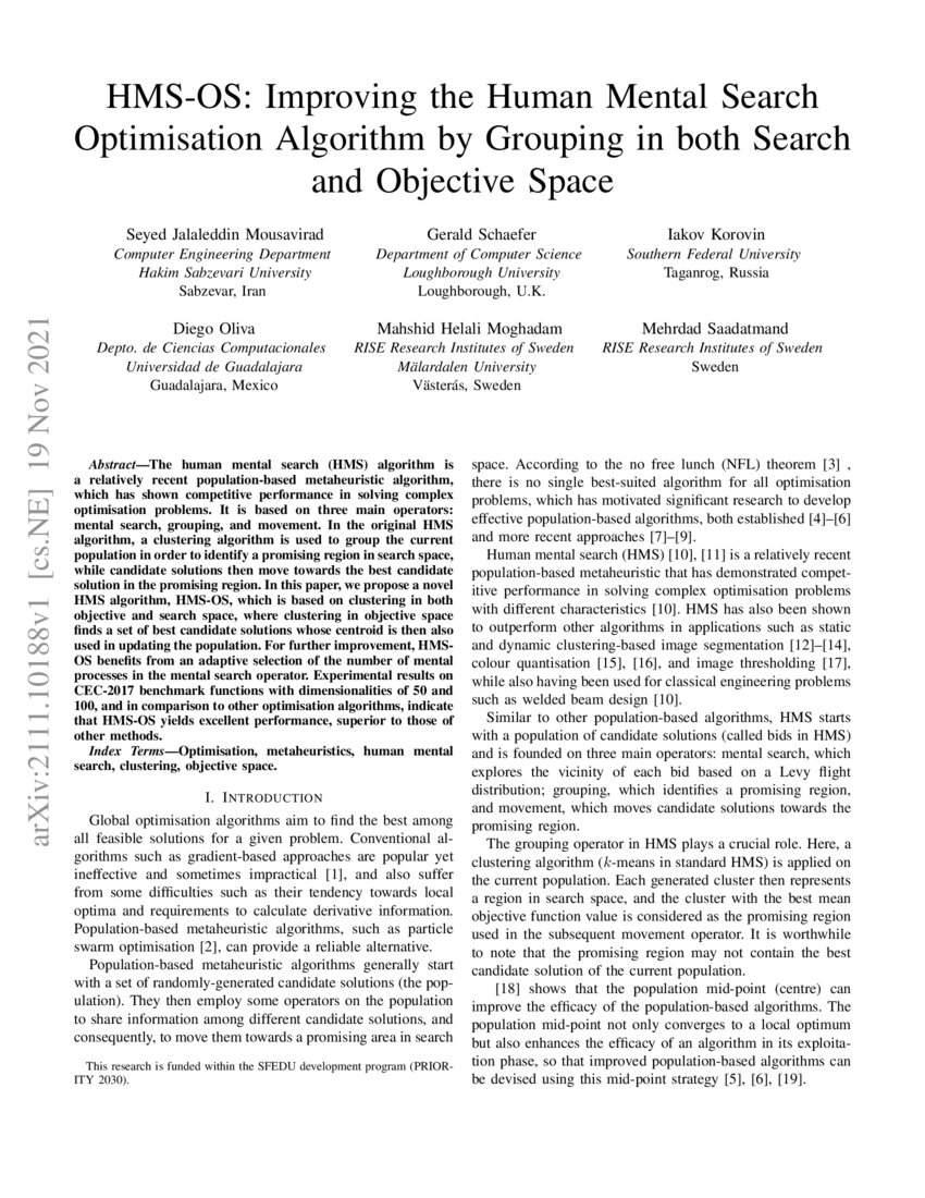 HMS-OS: Improving the Human Mental Search Optimisation Algorithm by ...