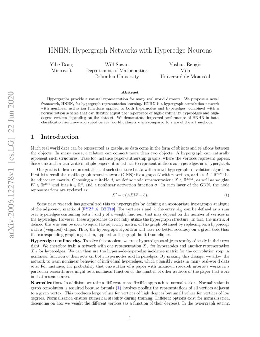 HNHN: Hypergraph Networks with Hyperedge Neurons | DeepAI