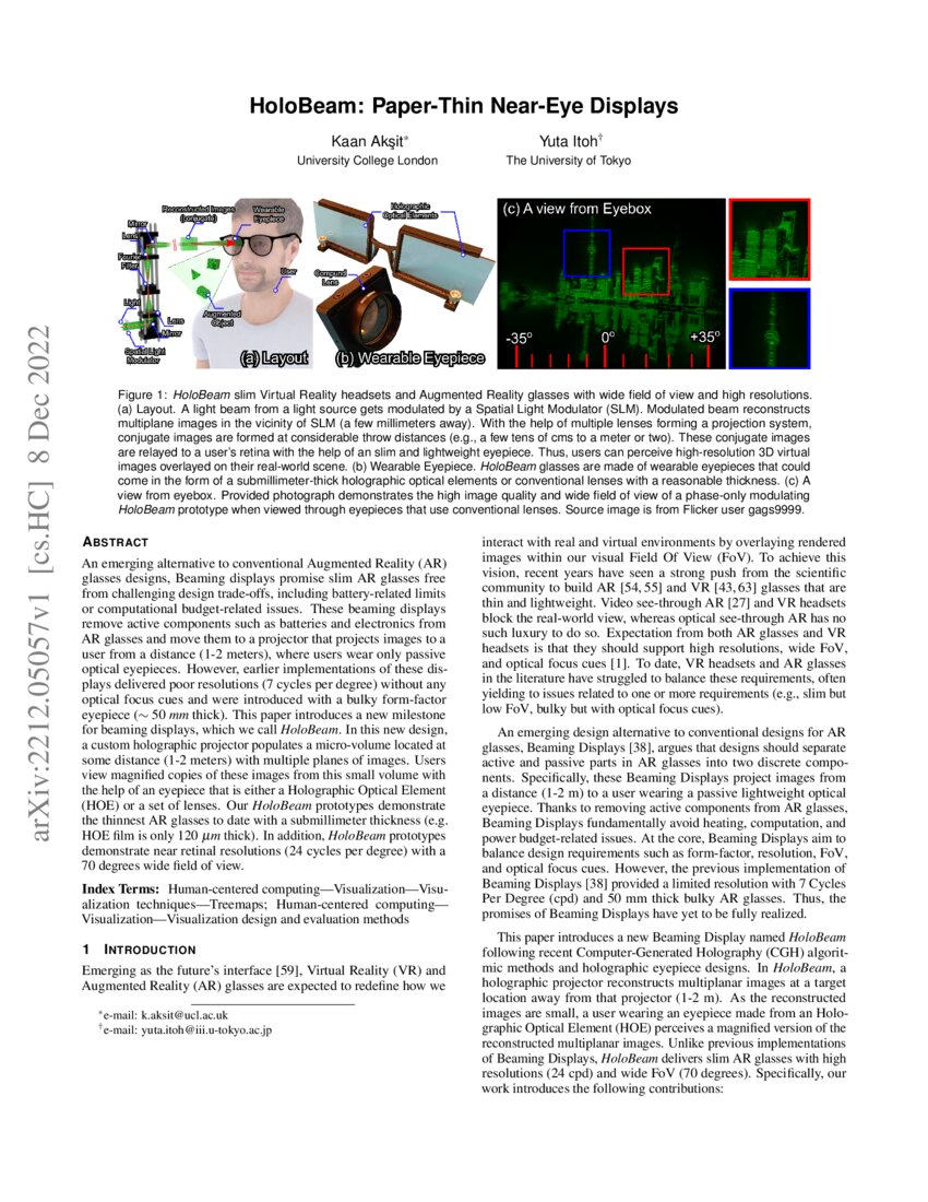 HoloBeam: Paper-Thin Near-Eye Displays | DeepAI
