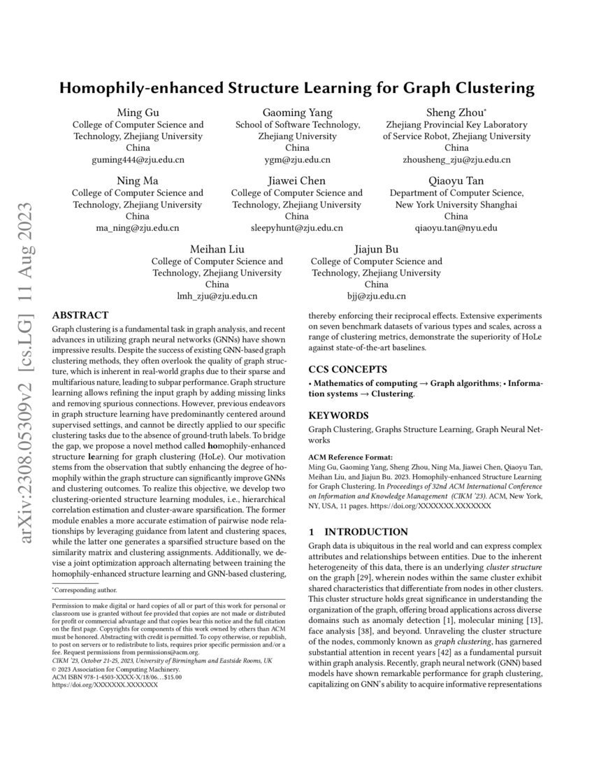 Homophily-enhanced Structure Learning for Graph Clustering | DeepAI Homophily-enhanced Structure Learning for Graph Clustering | DeepAI