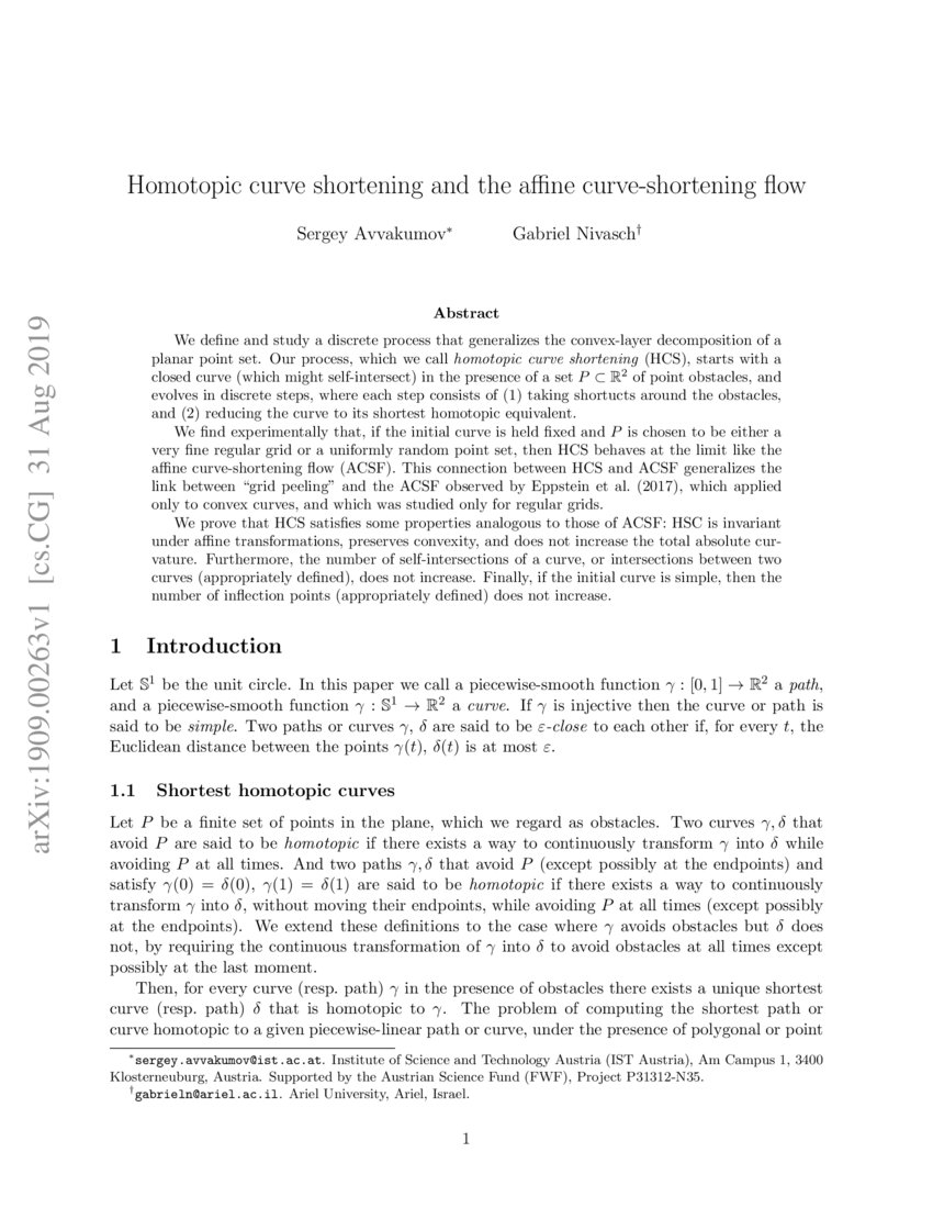 Homotopic curve shortening and the affine curve-shortening flow | DeepAI