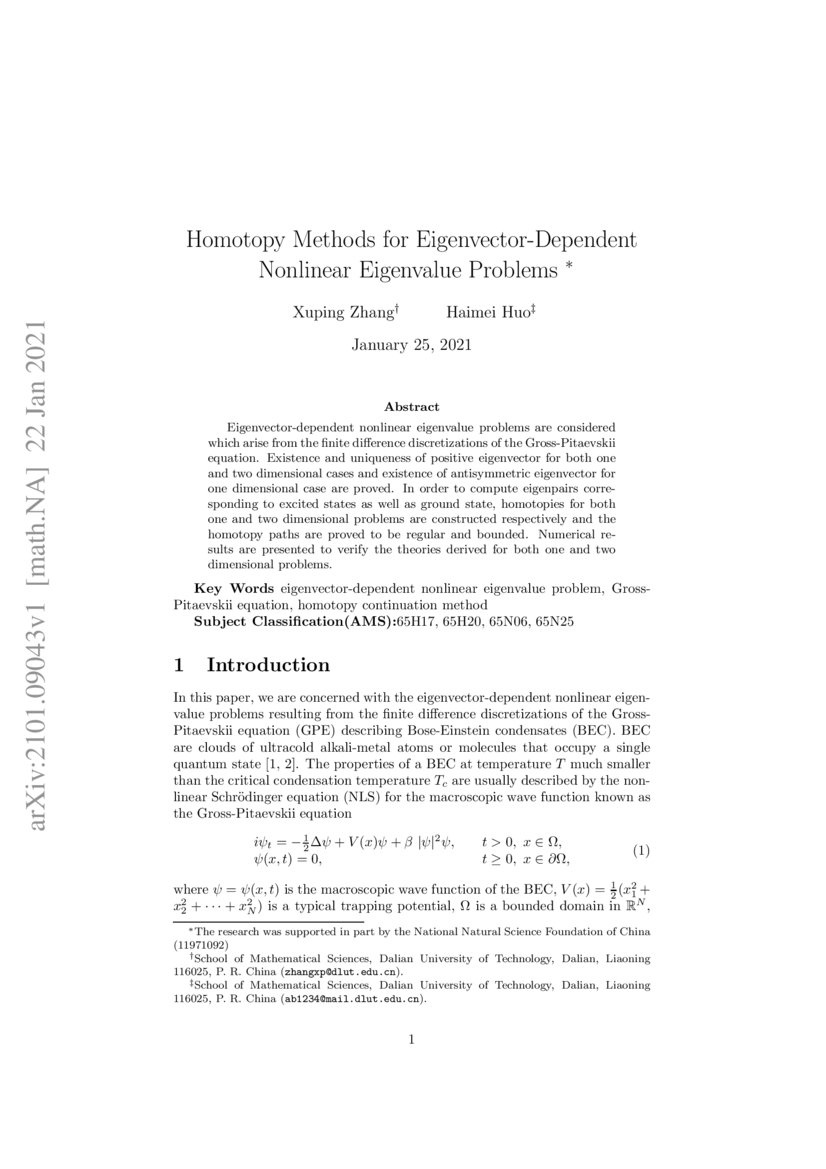 Homotopy Methods For Eigenvector Dependent Nonlinear Eigenvalue Problems Deepai