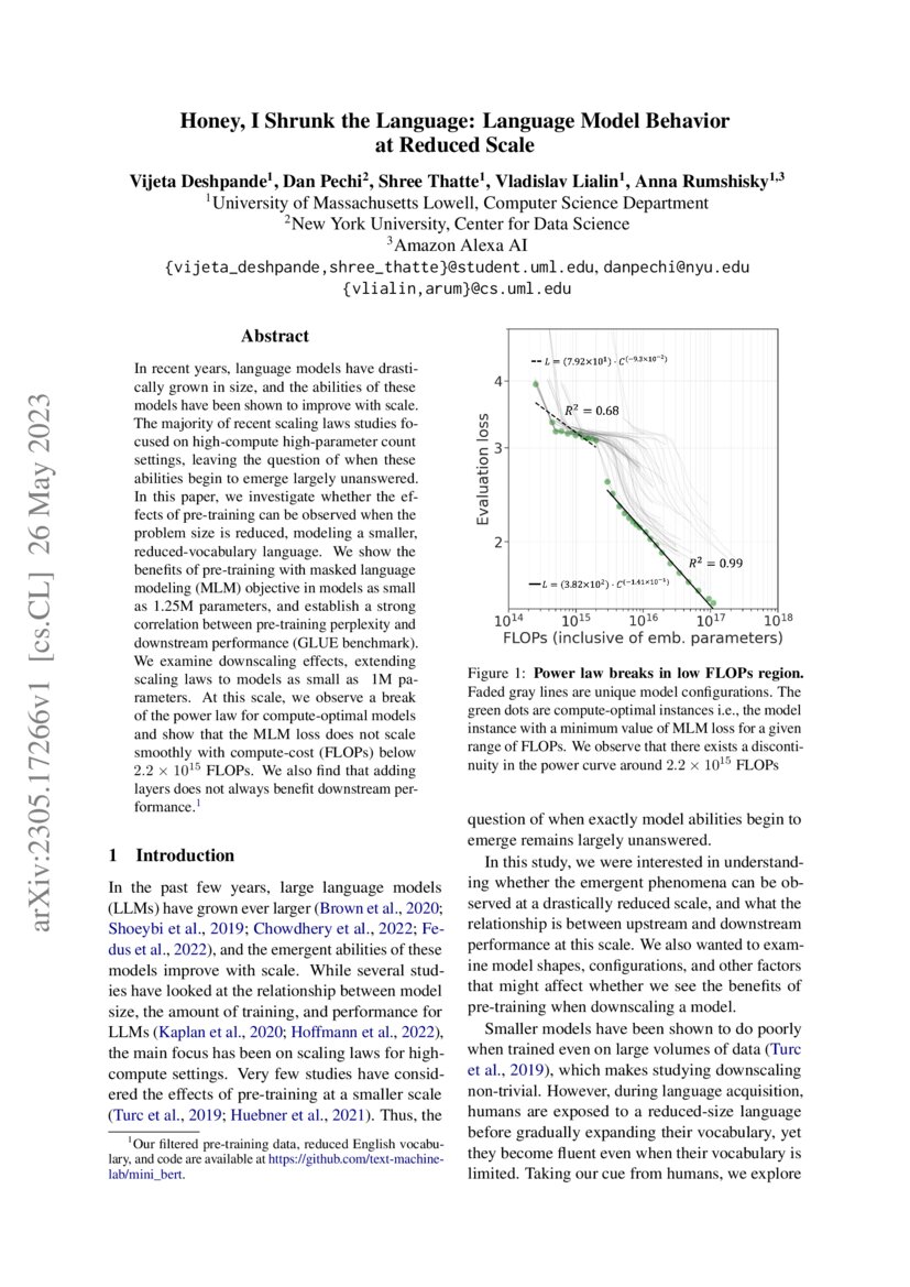 Honey, I Shrunk the Language: Language Model Behavior at Reduced Scale | DeepAI