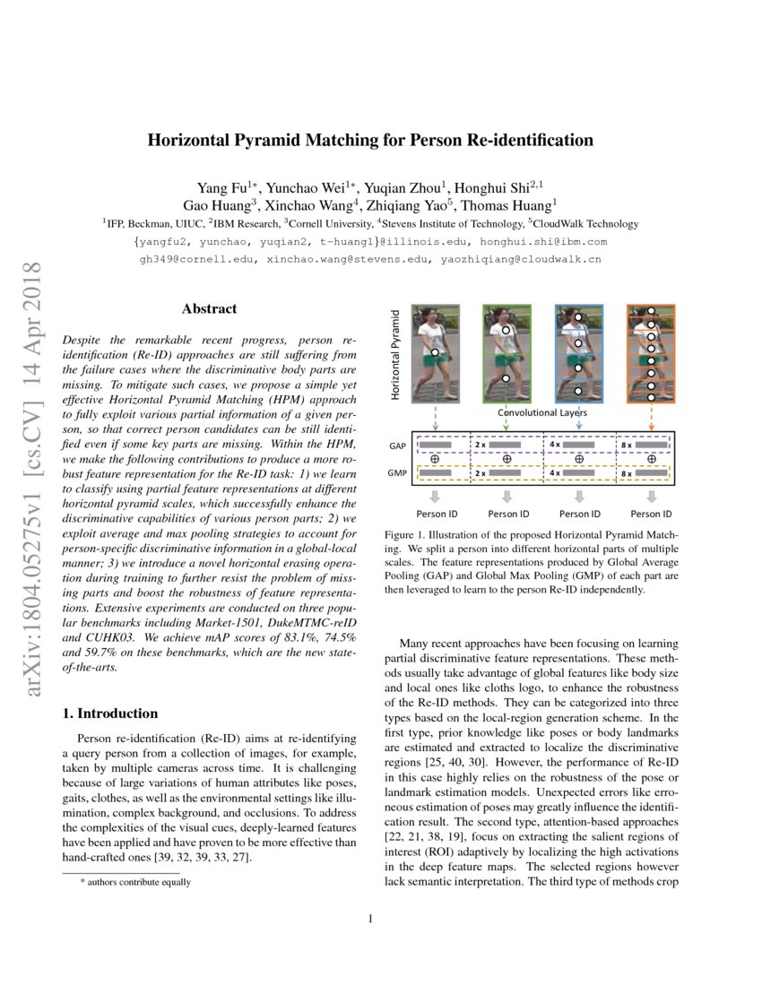Horizontal Pyramid Matching for Person Re-identification | DeepAI