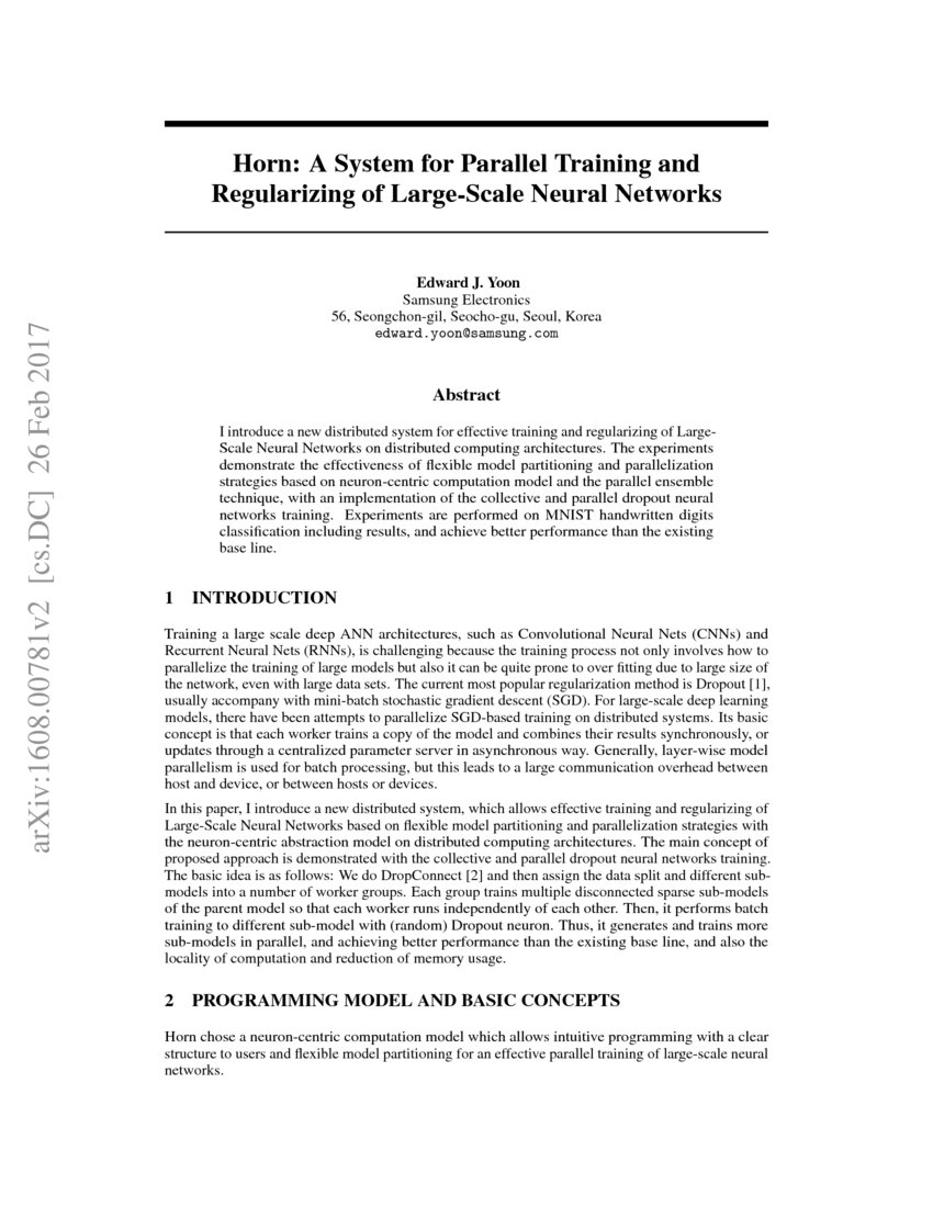 Horn: A System for Parallel Training and Regularizing of Large-Scale ...