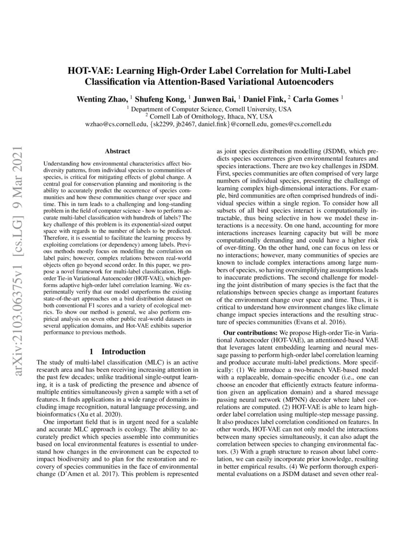HOT-VAE: Learning High-Order Label Correlation for Multi-Label Classification via Attention ...