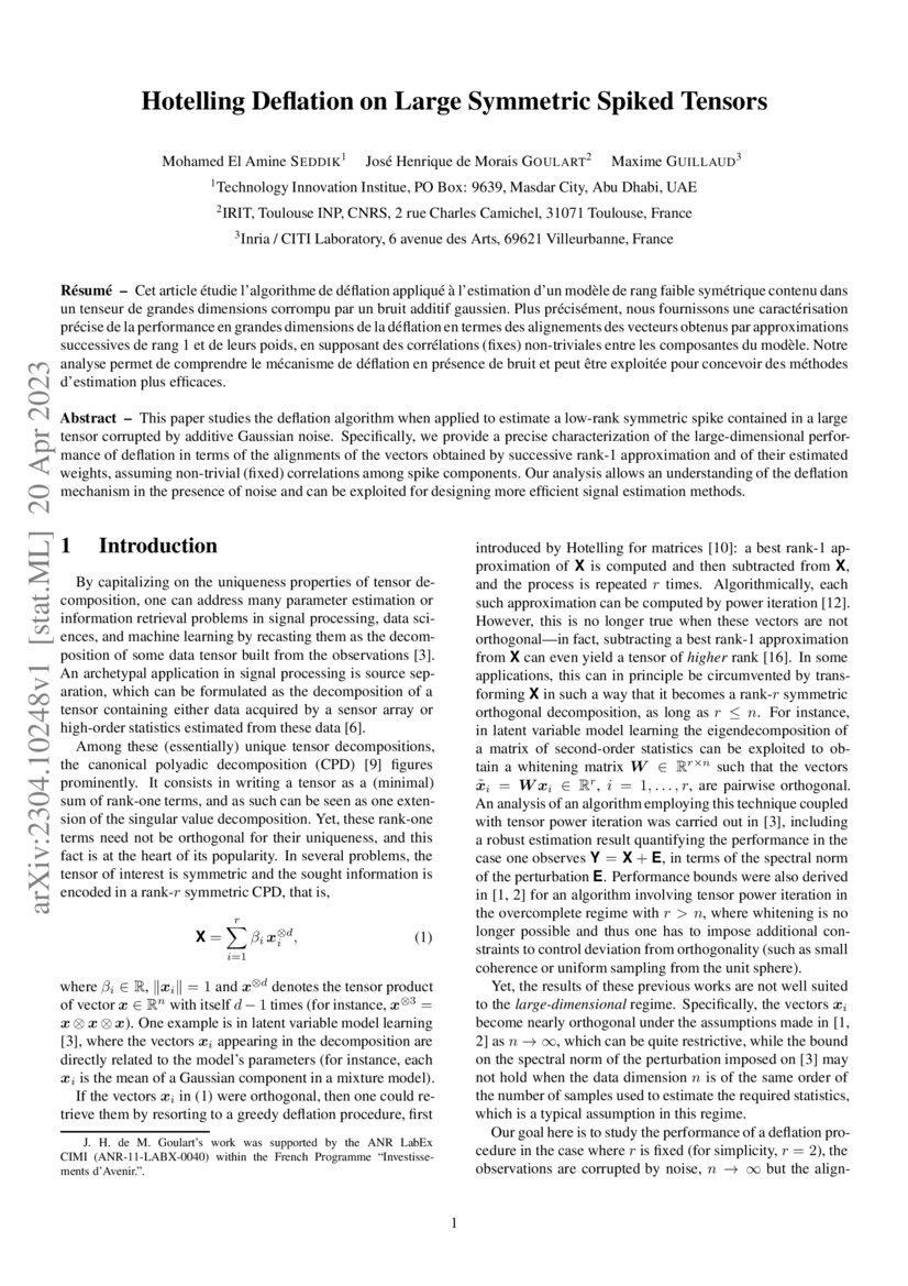 Hotelling Deflation On Large Symmetric Spiked Tensors Deepai