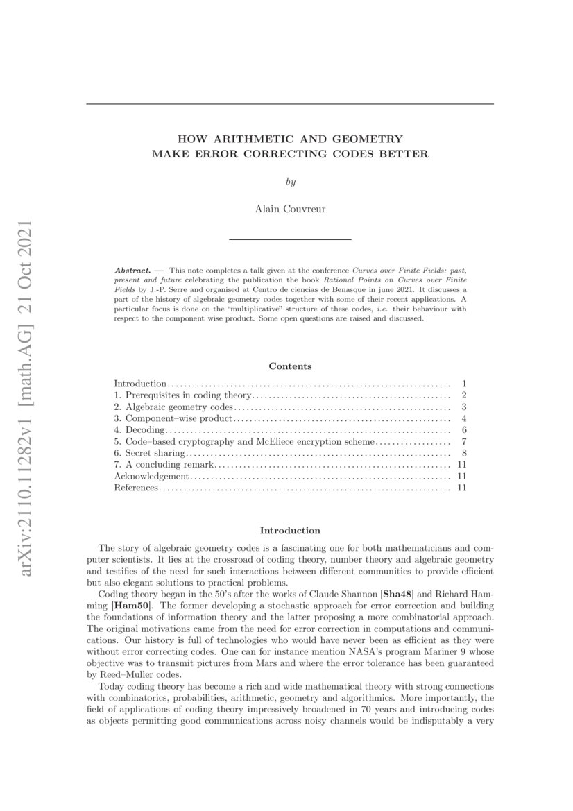 How Arithmetic And Geometry Make Error Correcting Codes Better Deepai
