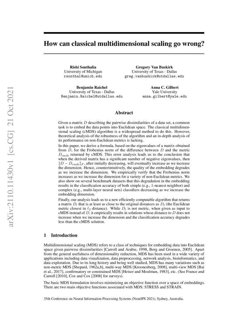 How can classical multidimensional scaling go wrong? | DeepAI