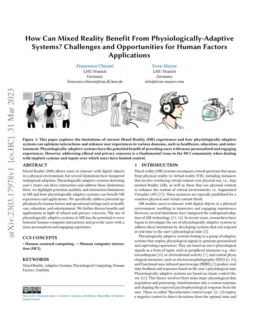 How Can Mixed Reality Benefit From Physiologically-Adaptive Systems ...