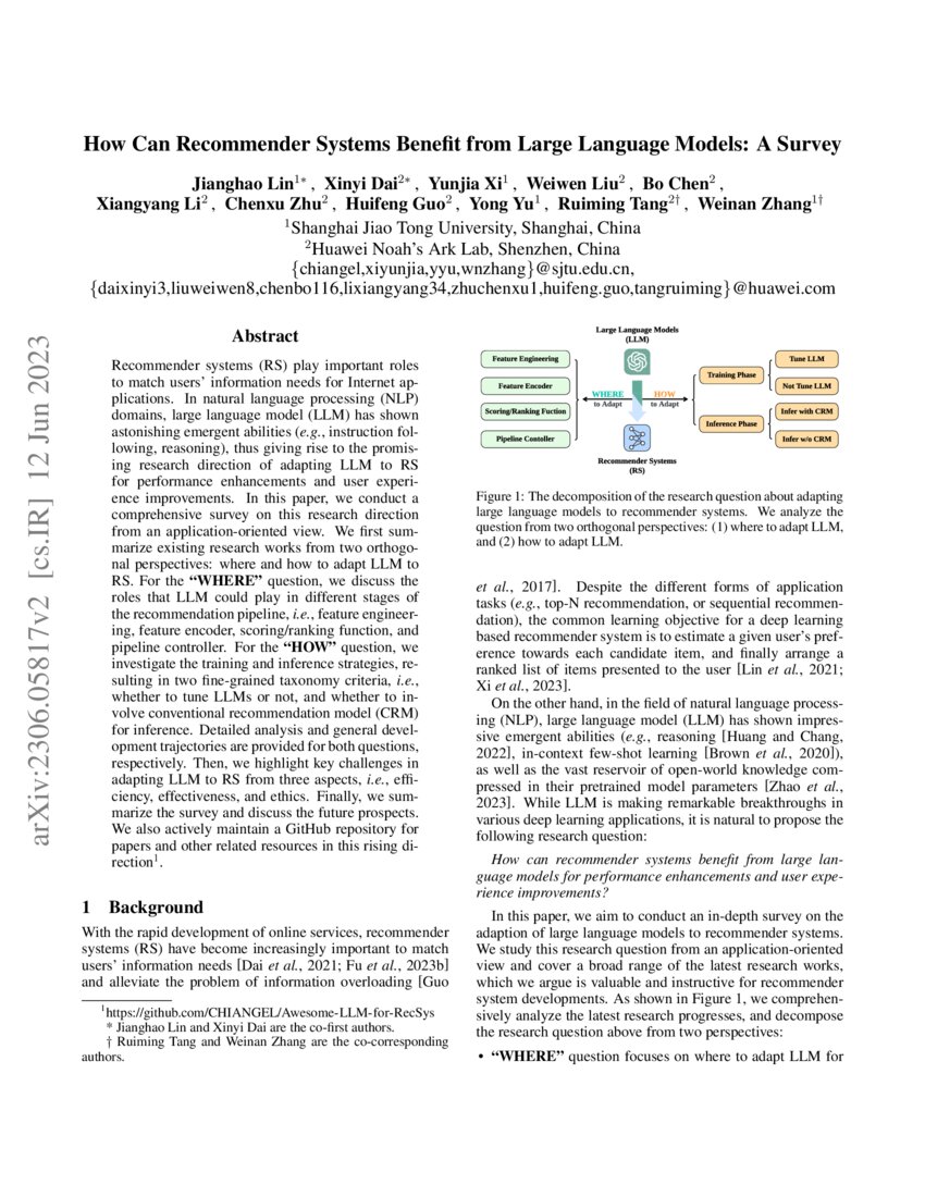 How Can Recommender Systems Benefit From Large Language Models A Survey Deepai